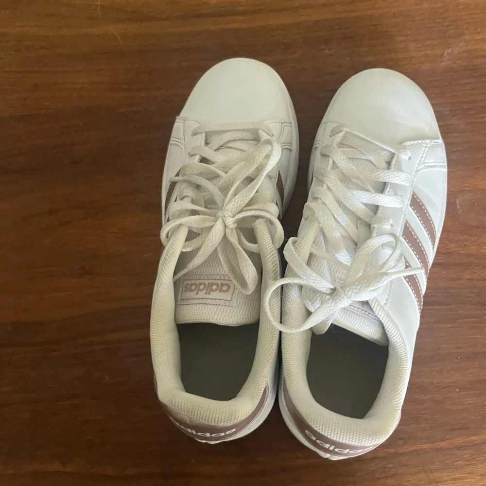 adidas | Shoes | Adidas White And Pink Striped Sneakers | Poshmark